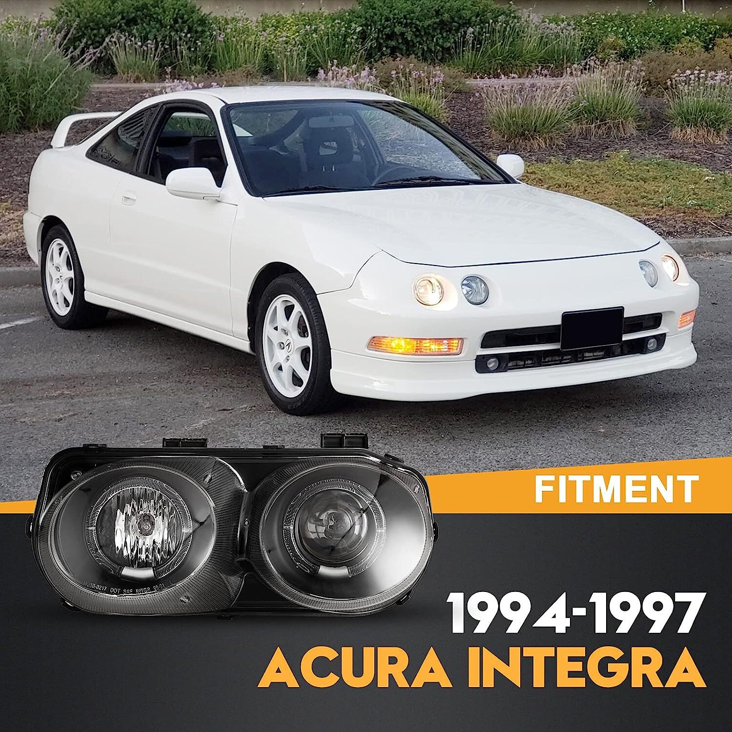1998-2001 For Acura Integra Headlights Projector Headlamp Black Clear ...