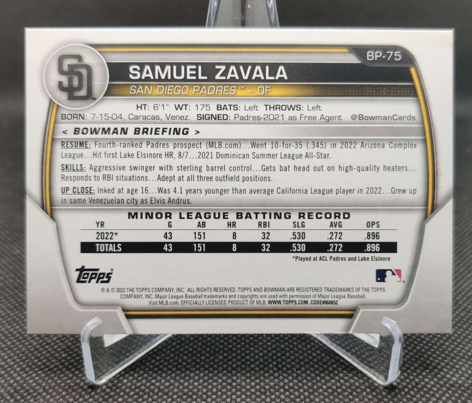 2023 Bowman #BP-75 Samuel Zavala San Diego Padres Baseball Card | eBay