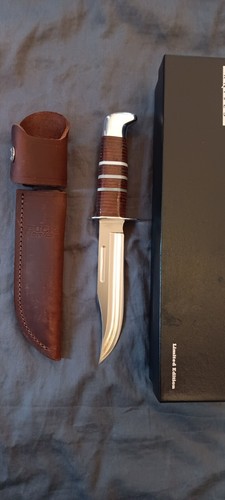 Buck 119 Custom Stacked Leather And Bone Spacer Fixed Blade Knife | eBay