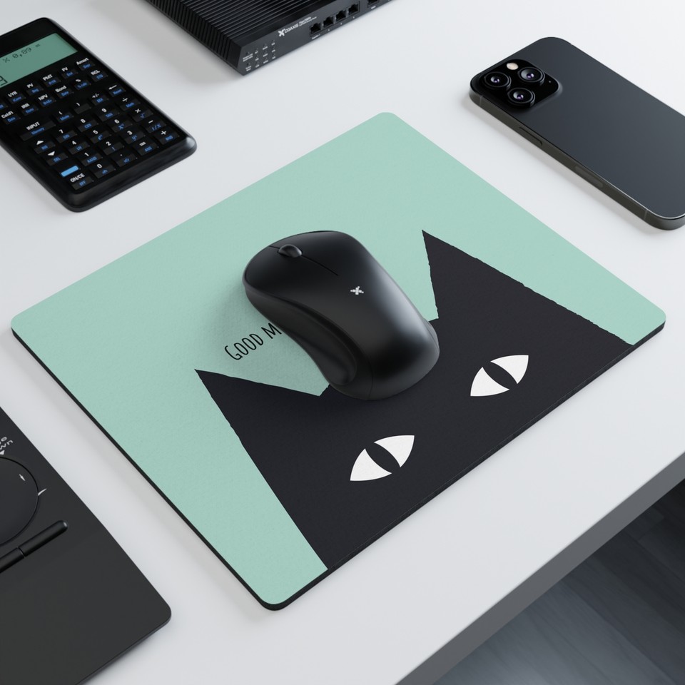 Funny Black Cat Mouse Pad, mouse pad with cat, cute mousepad kawaii cat ...