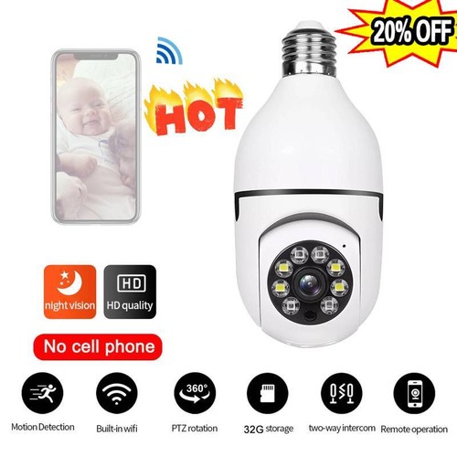360° IR E27 Light Bulb Camera 1080P HD Wireless Wifi Smart Home ...