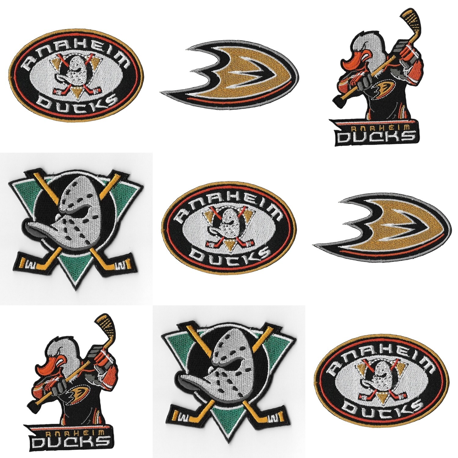 Lot SET Of 9 Anaheim Ducks NHL Iron on Patches Embroidered Emblem Badge ...