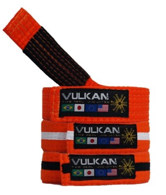 VULKAN KIDS JIU-JITSU ORANGE BELT W/ BLACK STRIPE SIZE M1 NEW MADE IN ...