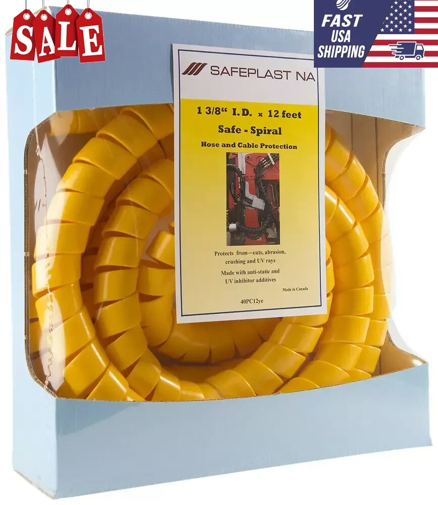 Pre-cut Spiral Wrap Hose Protector 1.5in OD 12ft Length Yellow for sale ...