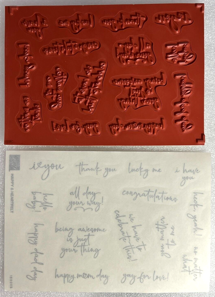 Stampin Up Cling Stamp Set Happy & Heartfelt Love Baby Congratulations ...