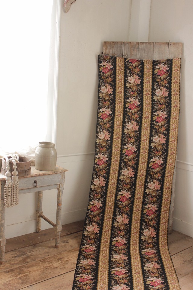 Black French fabric floral 1880 antique cotton upholstery fabric 2.7 ...