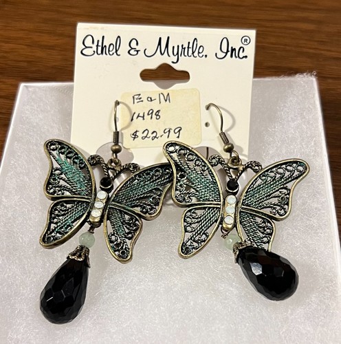 Ethel & Myrtle Dangle Earrings - butterfly theme - handcrafted - new ...