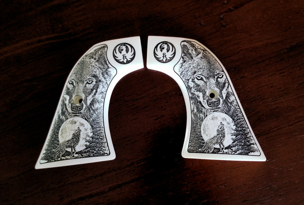 Ivory Ruger Super Blackhawk custom engraved Grips Howling Wolf Moon | eBay