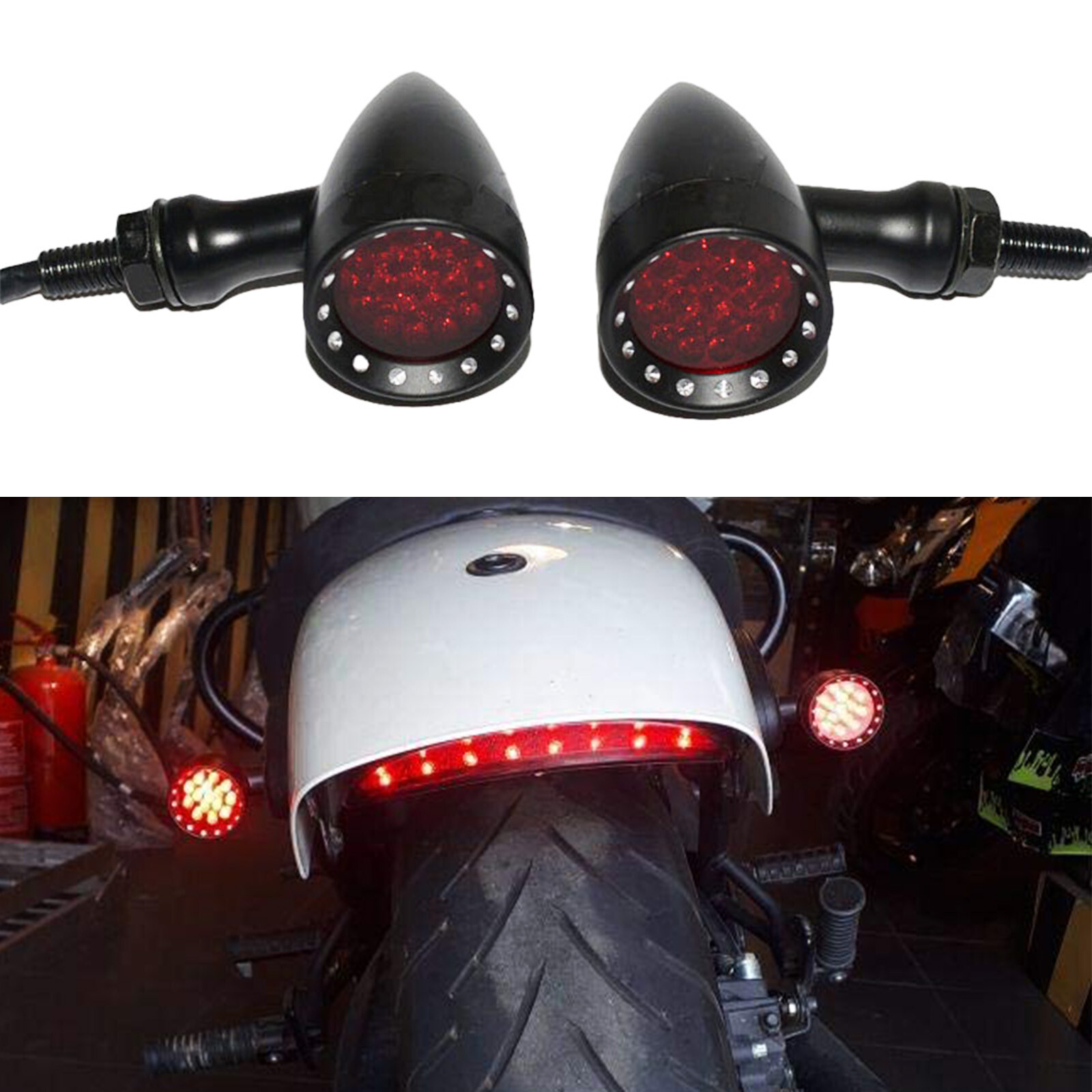 Red Motorcycle Bullet LED Turn Signal Lights Blinker For Harley ...