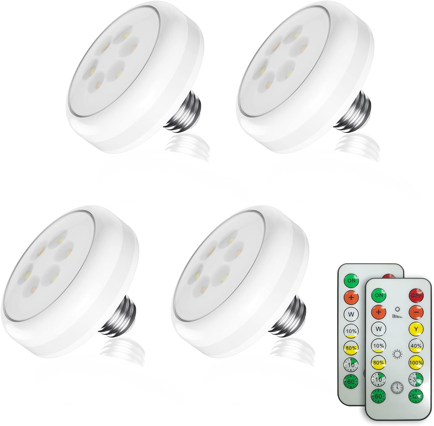 4 Pack AA Battery Powered Light Bulb,Aa Battery Operated LED Puck Light ...