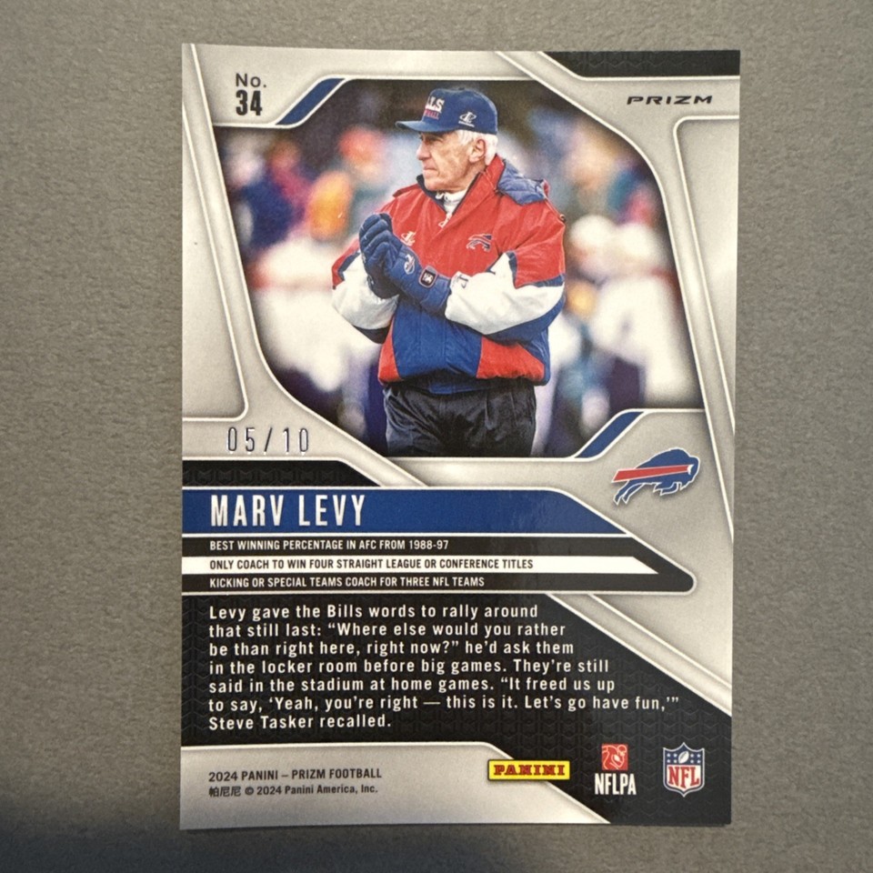 2024 Panini Prizm #34 Marv Levy Gold /10 Buffalo Bills Coaching Legend ...