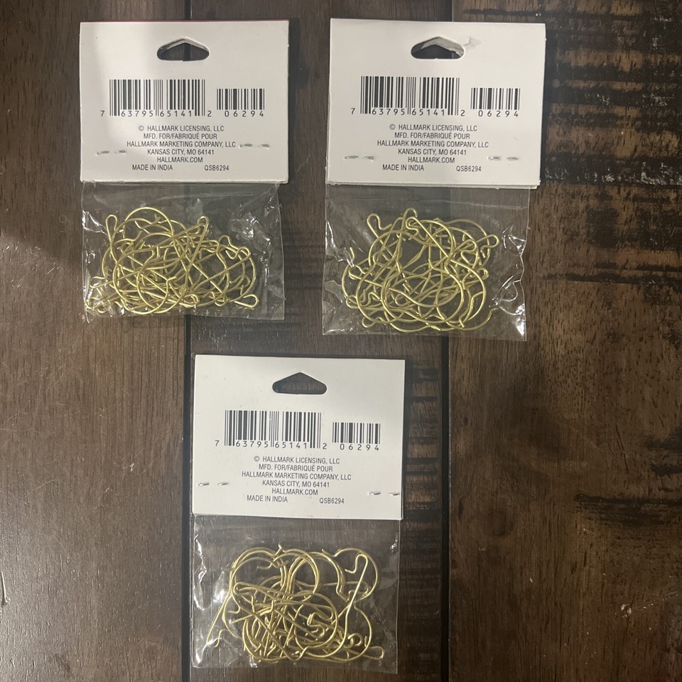 *3 PACKS* Hallmark Keepsake Ornament Hooks—20 Brass Hooks In Each ...