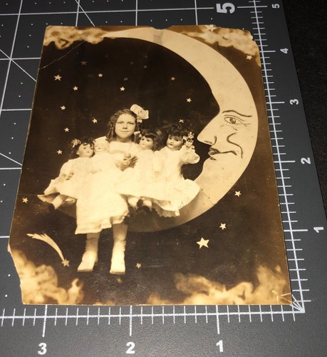 1900s Rare PAPER MOON Girl DOLL COLLECTION Antique Arcade Studio RPPC ...