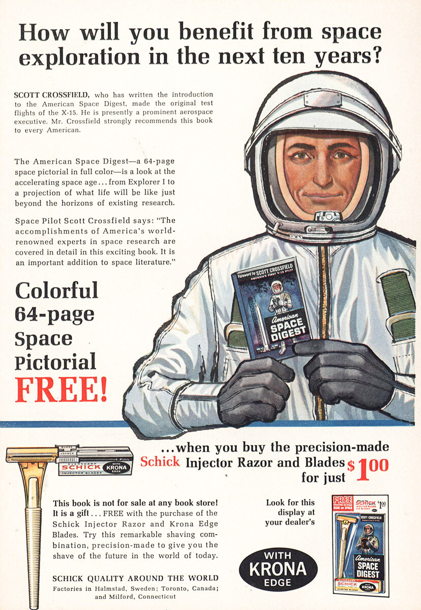 1963 Schick Razor Space Exploration Next Ten Years Vintage Print Ad | eBay