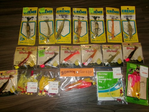 7 Creme Soft Shrimp Lures 7 Bagley's Shrimp lures Plus assortment of ...