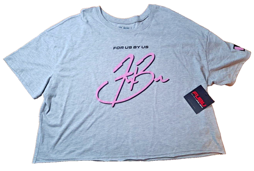fubu crop WOMENS Babydoll XXXL 3XL T Shirt Gray LOGO BIG GRAPHIC TEE ...