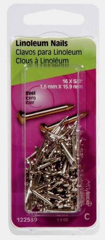Hillman Flat 5/8" Linoleum Binding Nail Smooth Steel Rust Resistant 16 ...