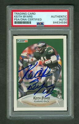 Keith Byers 1990 Fleer #80 Eagles PSA/DNA Encased On Card Autograph | eBay