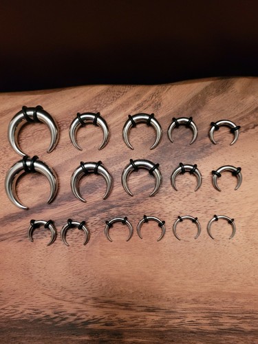 14g-0g Septum Stretching Kit Steel Tapers Pinchers ear gauges gauging ...