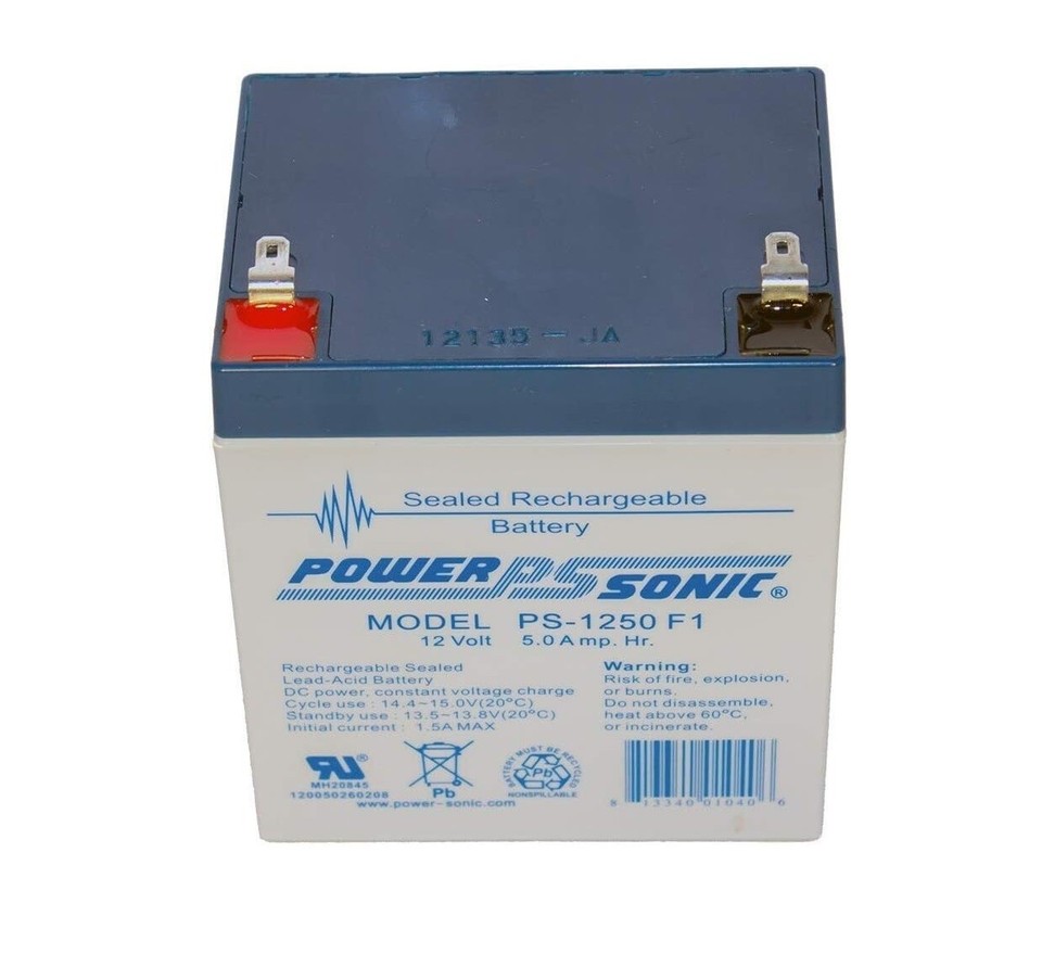 Power-Sonic PS-1250F1-PS-1250 SLA BATTERY 12V 5AH 12VOLT- 2 PACK - FREE ...