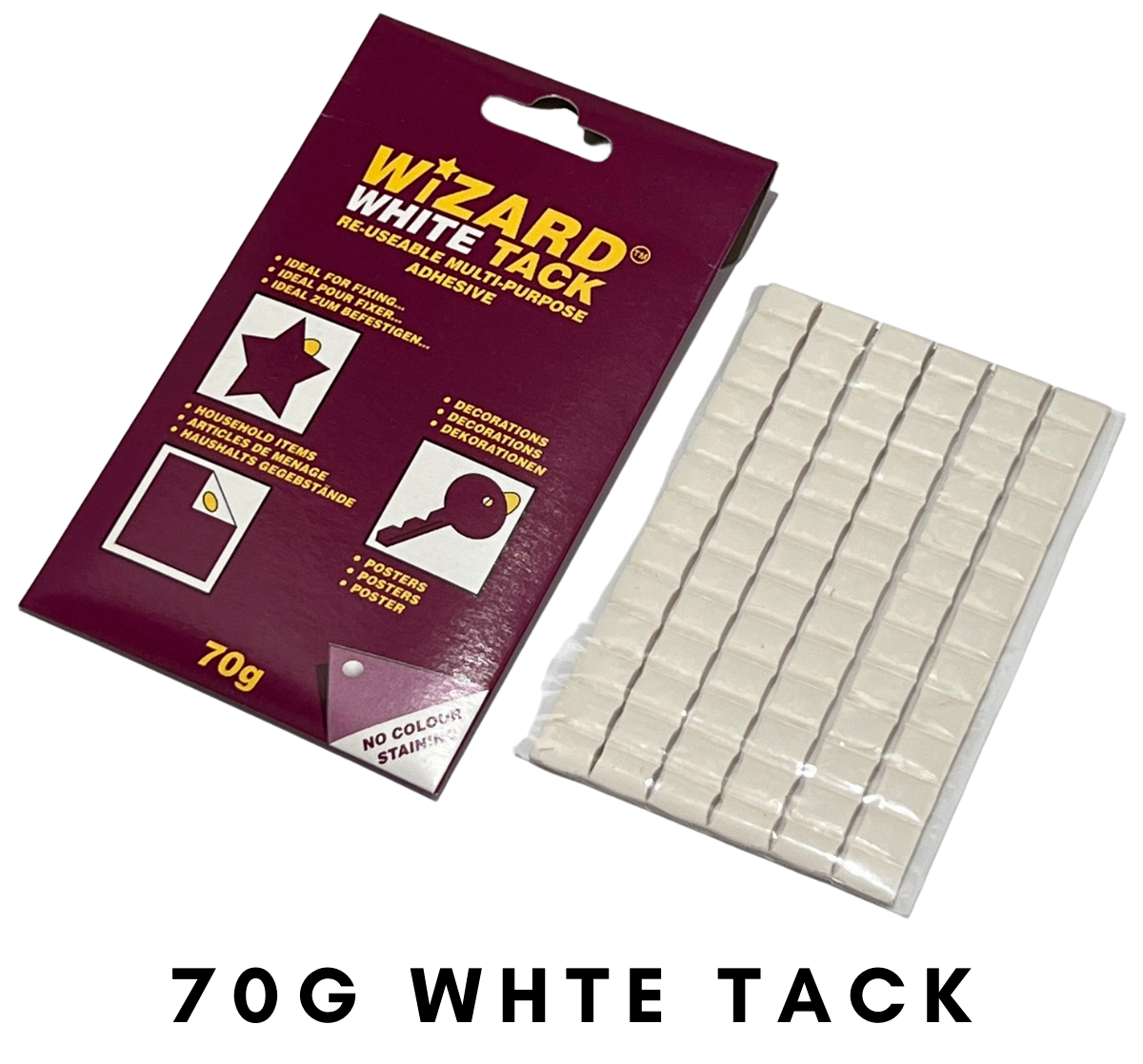 White Tack Wizard Sticky Tac - Reusable White Adhesive Putty - 70g Like ...