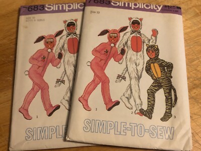 🌻 1976 SIMPLICITY #7683 - CHILDREN'S BUNNY - CAT & TIGER COSTUME ...