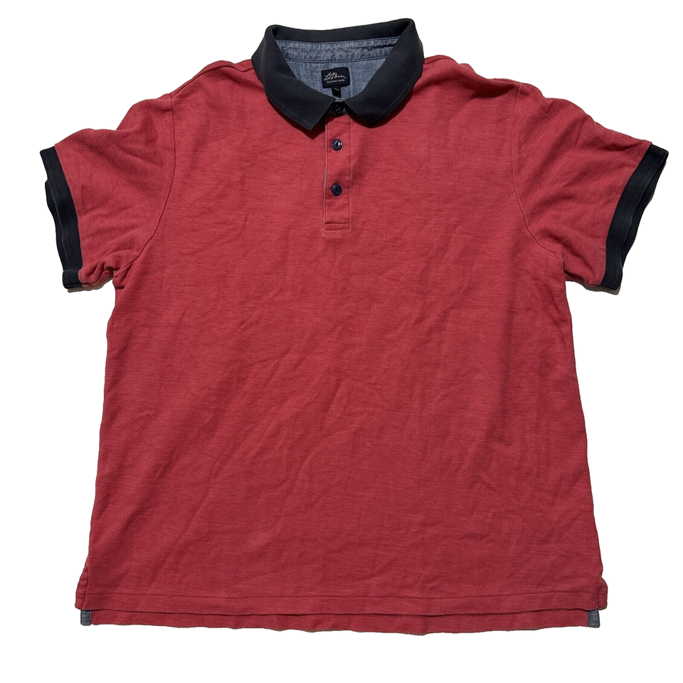 Vintage LL Bean Polo Shirt Mens Large Red Blue Contrast Collar Outdoors ...