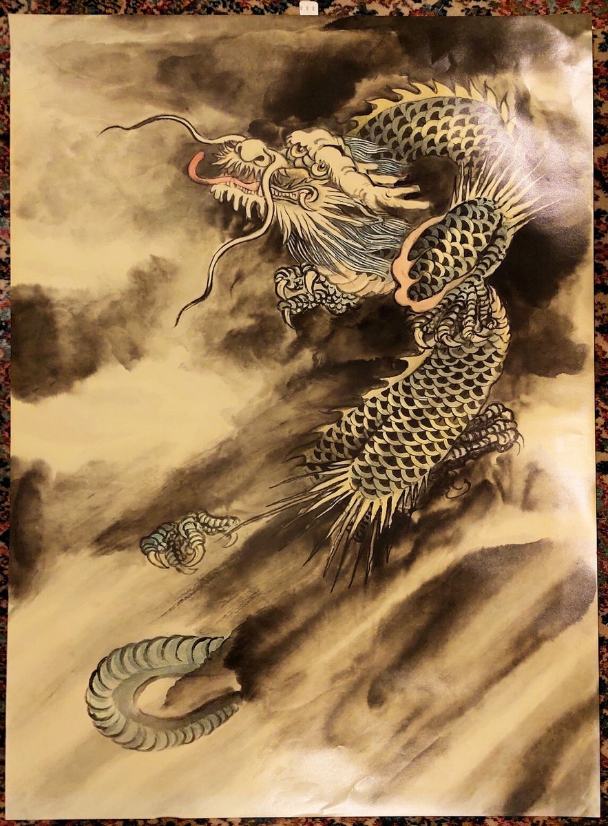 Traditional Japanese Art Dragon Premium Vector | Traditional Chinese
