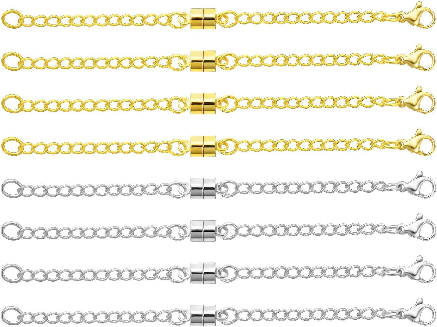 Magnetic Necklace Extender Silver and 14K Gold Adjustable Chain ...