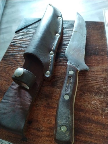 Vintage Old Timer Schrade 150T Fixed Blade Hunting Knife With Leather ...