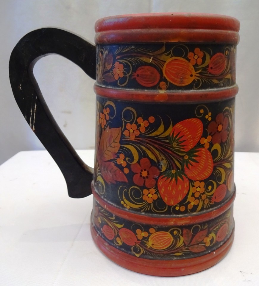 Vintage Lack Arbeit Krug Mughal Design Handbemalt Kashmir Kunst Selten ...