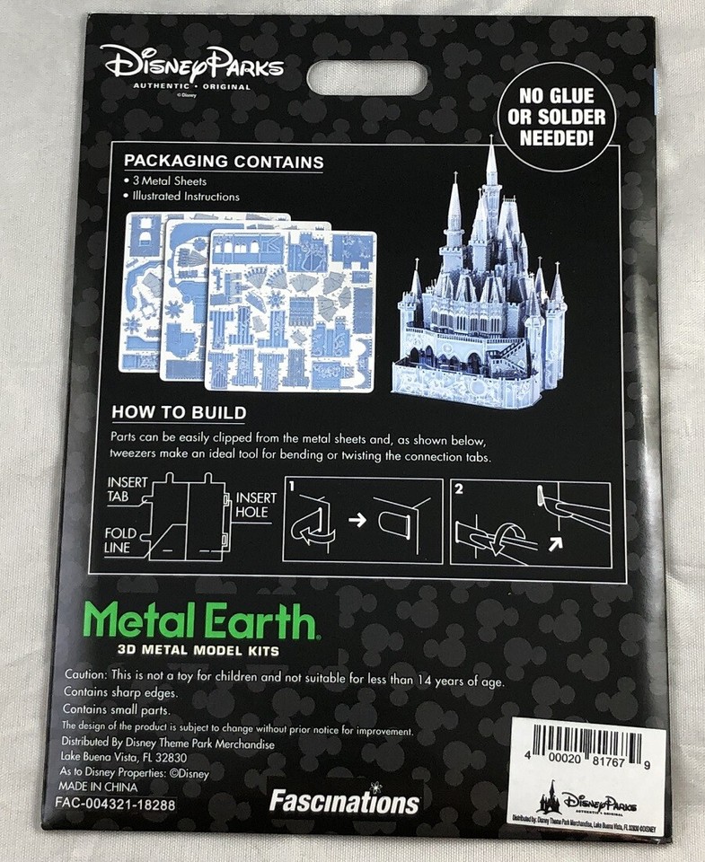 Disney Parks Cinderella Castle Blue Color Metal Earth 3D Model Kit ...