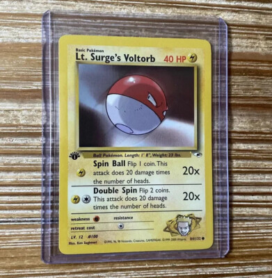 Lt. Surge's Voltorb 84/132 Gym Heroes 1st Edition Pokemon Card LP-NM | eBay