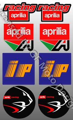 Autocollant IP Aprilia Racing decal 16x26 cm. feuille 8 stickers RSV RS ...