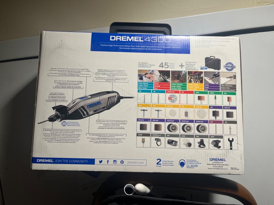 Dremel 4300-5/40 High Performance Rotary Tool Kit with LED Light ...