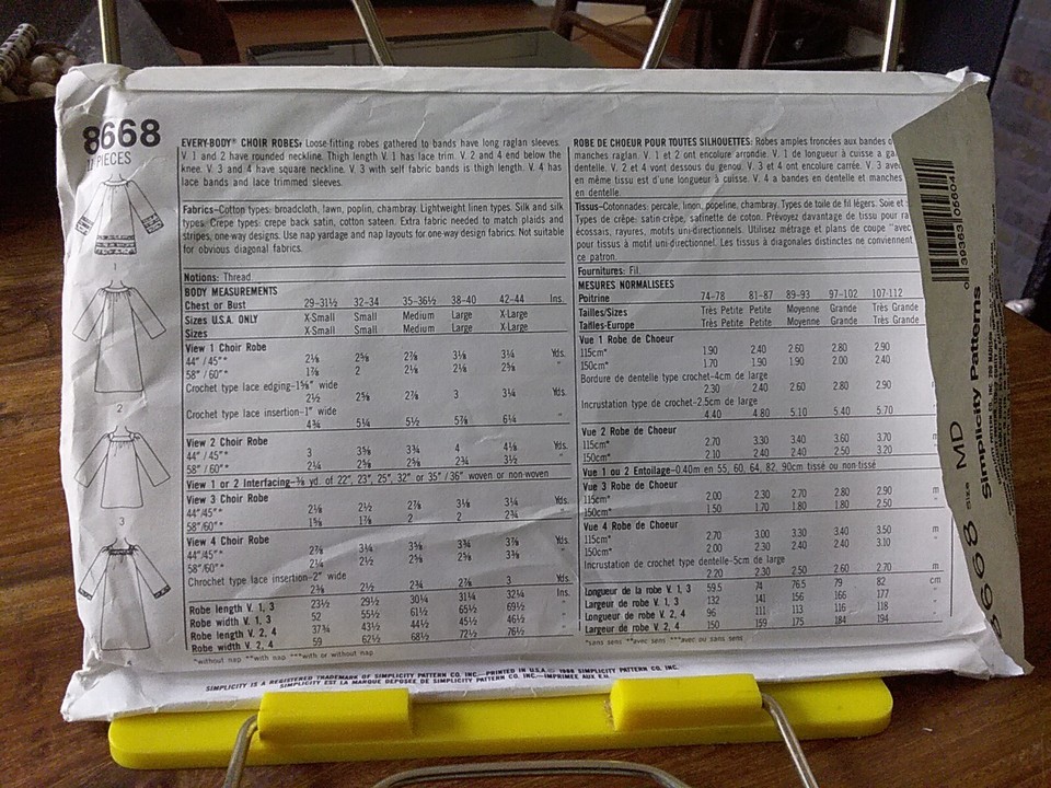 Rare Simplicity 8668 Church Choir Robes Cassocks raglan sleeves sz MED ...