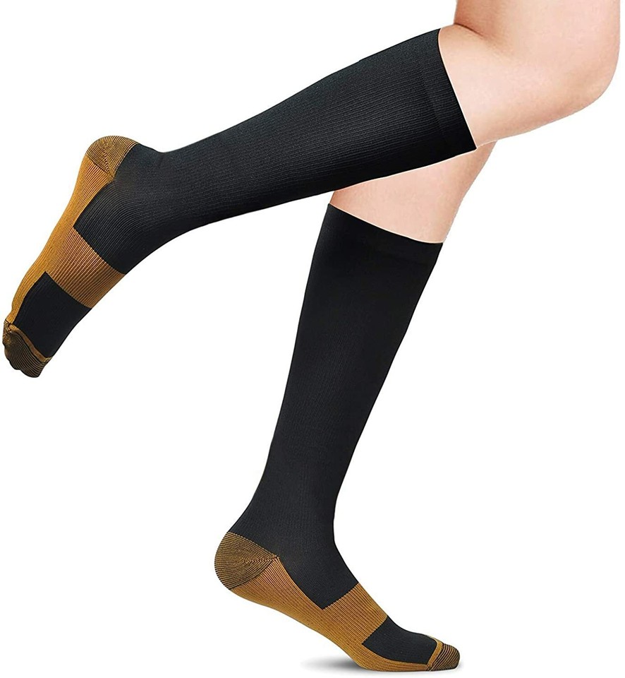 Men Women 15-20mmHg Knee High Compression Socks Calf Support Tube ...