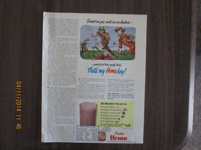 Borden's Hemo Color Magazine AD 1946 Vintage "That's my Hemo boy!" | eBay