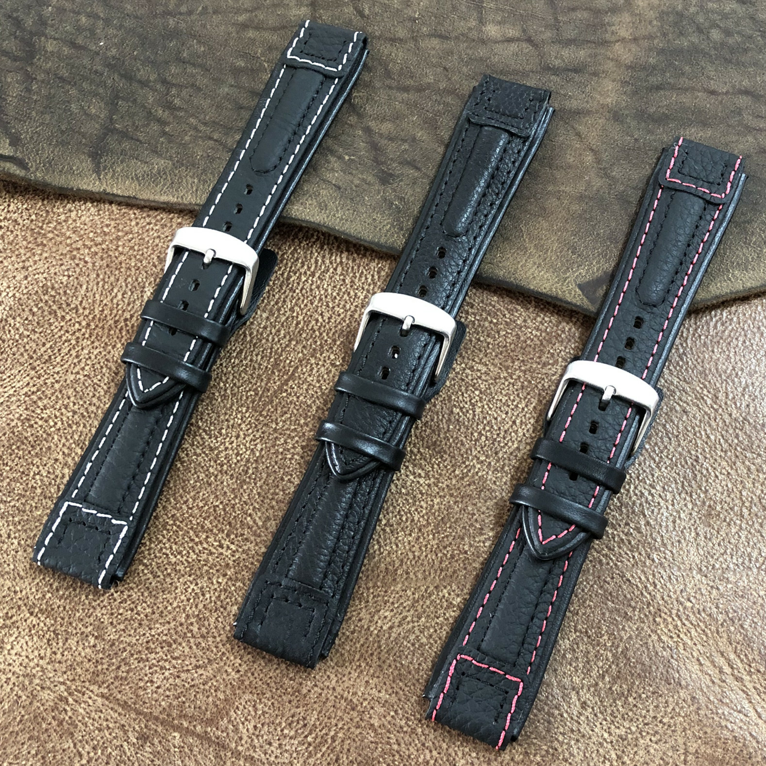 Size 20/22mm Military Pilot Aviator Style Padded Leather Watch Strap ...