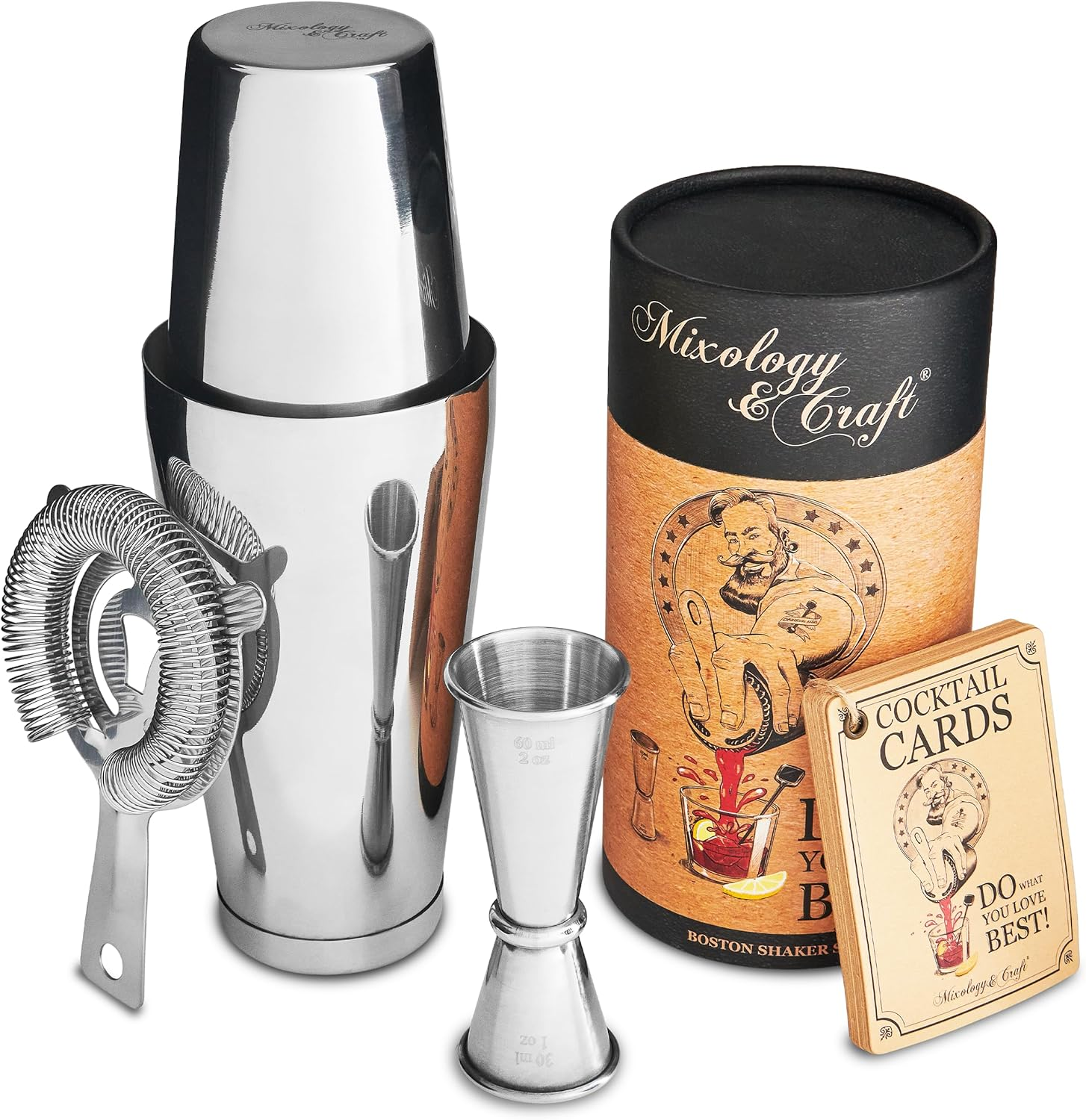 Mixology Cocktail Shaker Boston Shaker Set Professional Weighted ...
