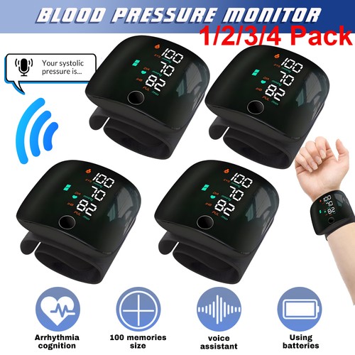 Rechargeable Wrist Blood Pressure Monitor LED BP Machine Cuff Heart ...