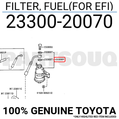 2330020070 Genuine Toyota FILTER, FUEL(FOR EFI) 23300-20070 | eBay