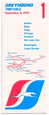 Vintage Greyhound Bus Coach Timetable 1 Seattle Salt Lake City Chicago ...