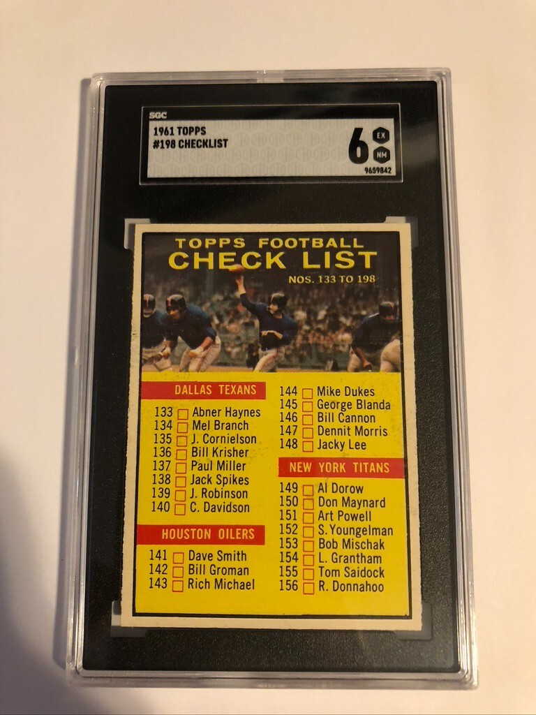 1961 Topps Football Card #198 Checklist SGC 6 Just Graded | eBay
