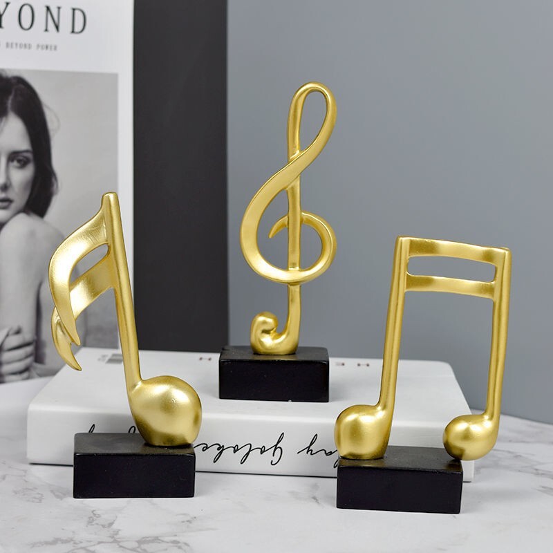 Golden Music Note /Statue Sculpture Piano Symbol Desktop 3pieces | eBay