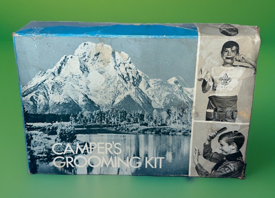 Vintage Boy Scouts America Toiletry Grooming Kit Bag Green Canvas ...