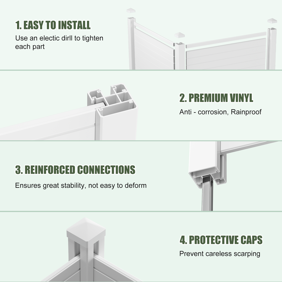 50*50in Outdoor Vinyl Privacy Fence Panels Garden Yard Windscreen Wood ...