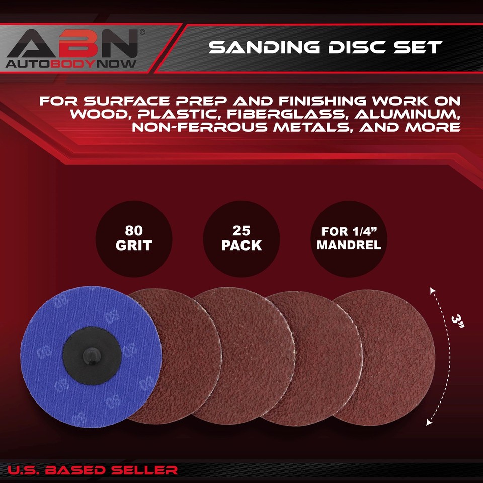 ABN 3” Inch 80 Grit Aluminum Oxide Sanding Discs 25-Pack | eBay
