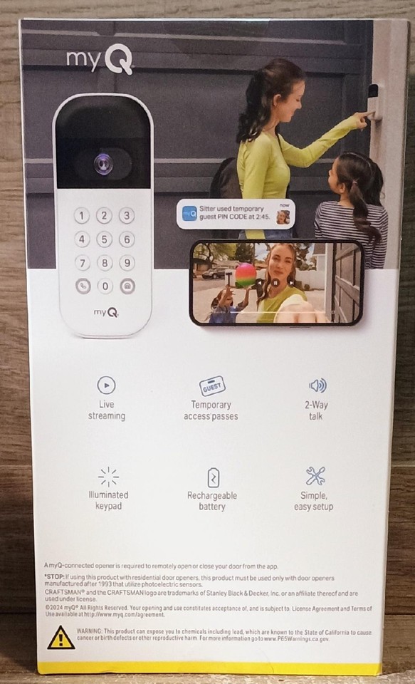 myQ Smart Garage Door Video Keypad with Camera – Wi-Fi Garage Door ...