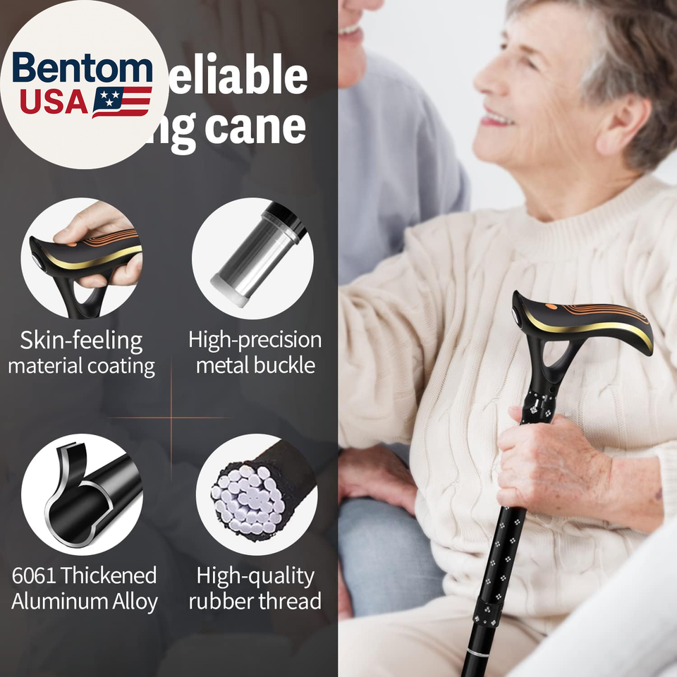 Folding Cane, Smart Alarm Foldable Cane with Light, Fashion Walking ...